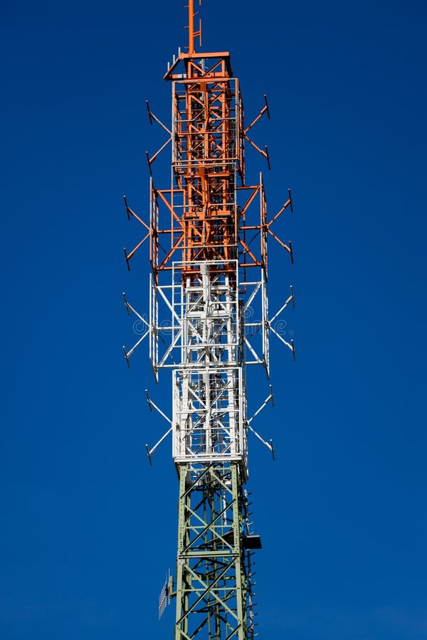 Large Broadcast Antenna in Front of a Blue Sky Stock Photo - Image of ...