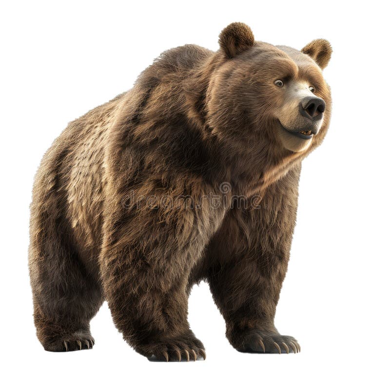 Large Grizzly Bear Standing and Roaring on White Background Stock Image ...