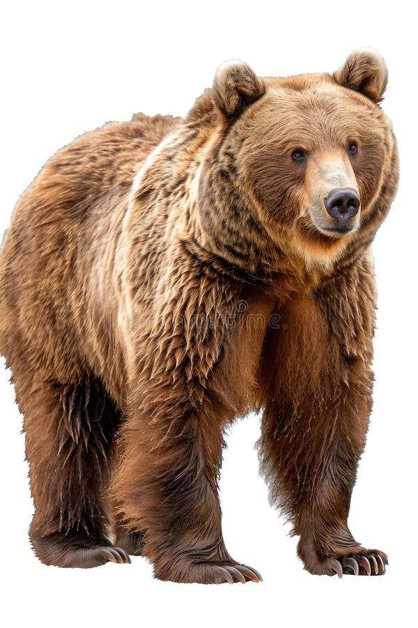 A Large Brown Bear Standing on a White Surface Stock Image - Image of ...
