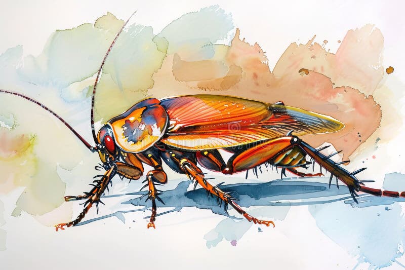 A Large Brown Bug with Red Markings on Its Head and Legs Stock ...