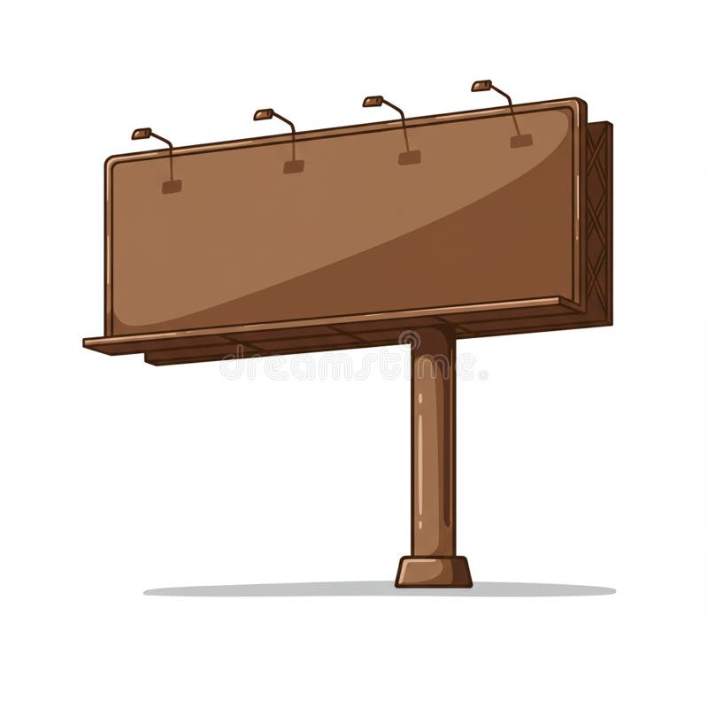 Large Brown Cartoon Billboard on a Sturdy Pole with a Rectangular ...
