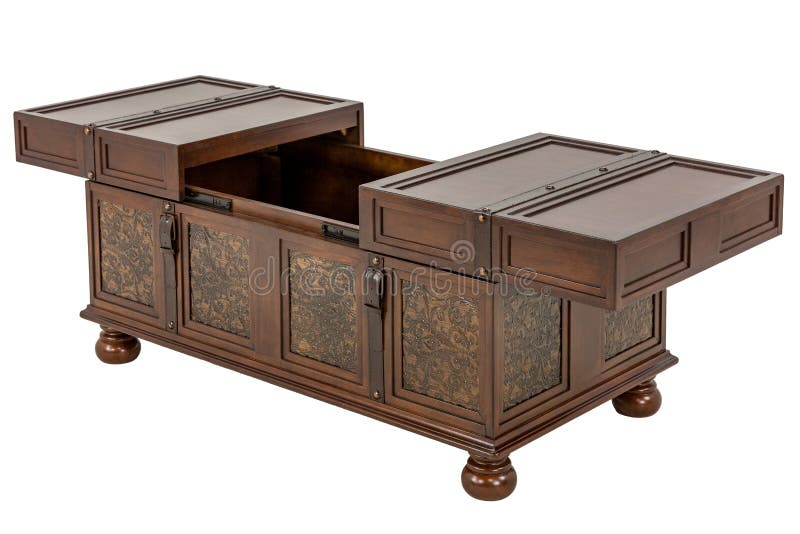 Large Brown Chest on White Background. Stock Image - Image of trunk ...