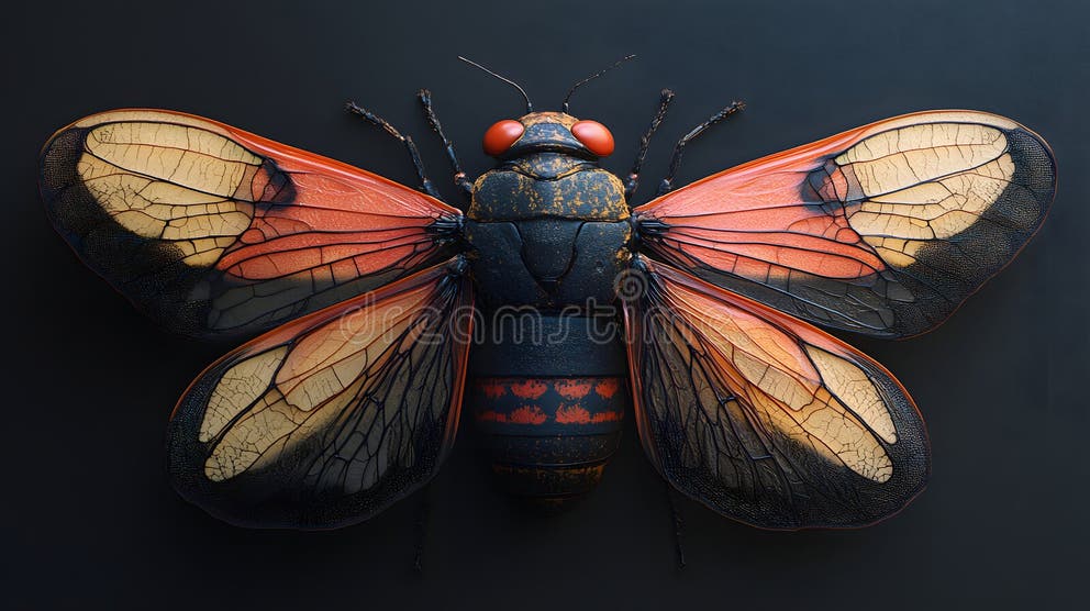 Large Brown Cicada Isolated on White Background Stock Illustration ...