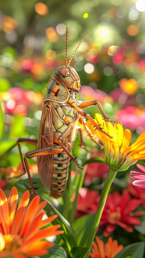 A Large Brown and Tan Bug is on a Flower Stock Image - Image of spring ...