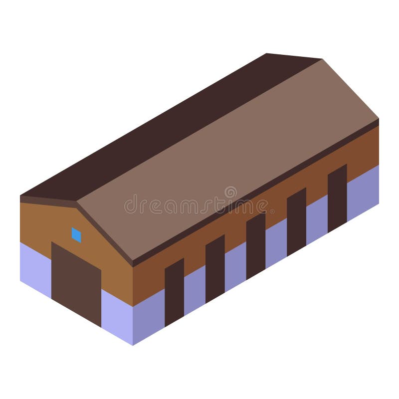 Large Brown Warehouse Building with Loading Dock Isometric View Stock ...