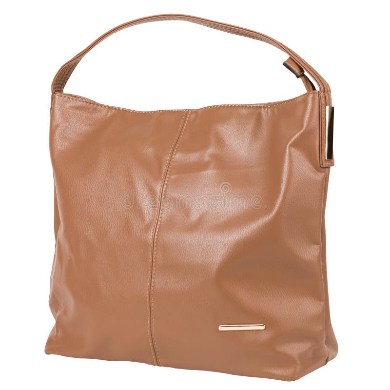 Large Brown Women`s Bag with One Handle on the Shoulder, on a White ...