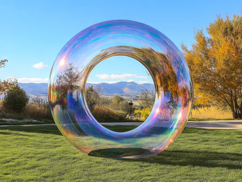 A Large Bubble Sculpture in the Middle of a Grassy Field Stock Image ...