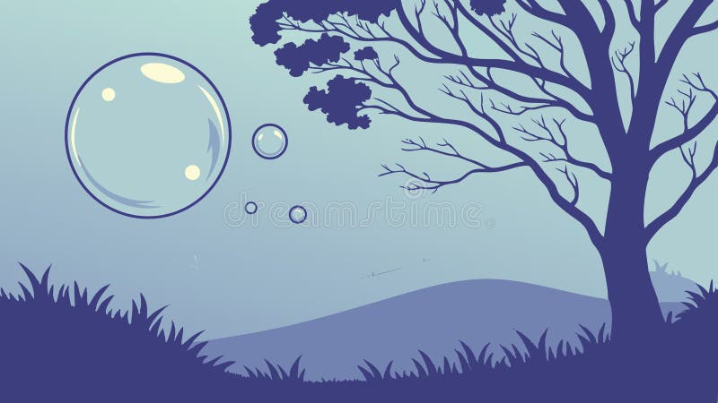 Large Bubbles Floating in a Tranquil Landscape, Dreamlike Scene, Vector ...