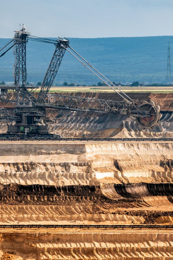 Large Bucket Wheel Excavator Mining Machine at Work in a Brown Coal ...