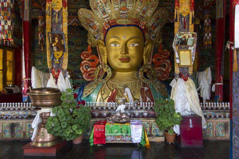 Large Buddha Statue Inside a Temple, Ladakh Stock Image - Image of ...