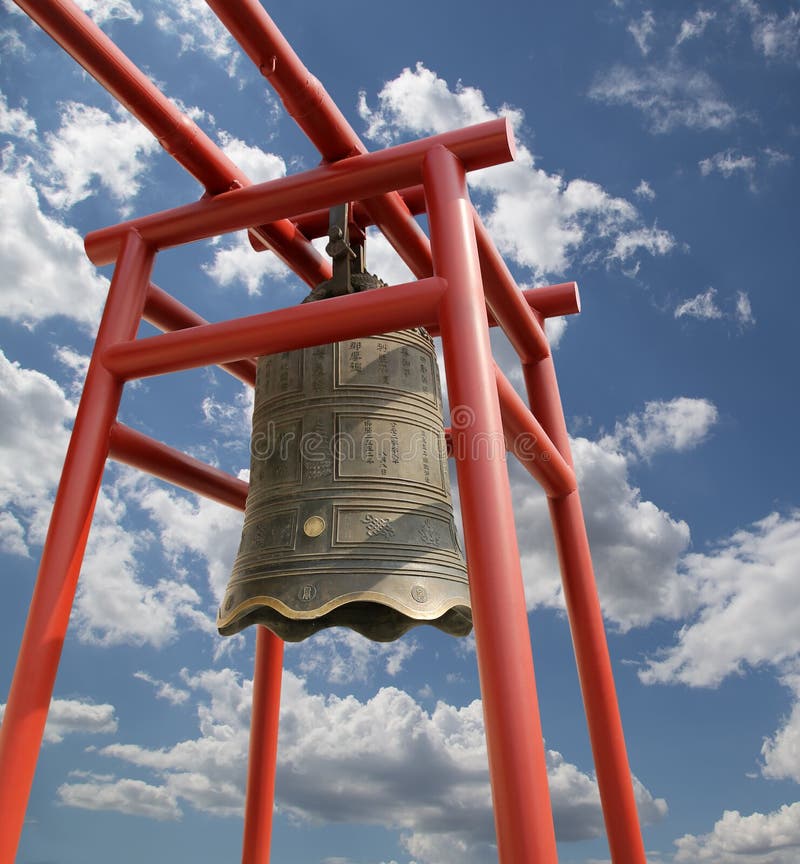 Large Buddhist Bell on the Background of Sky Stock Image - Image of ...
