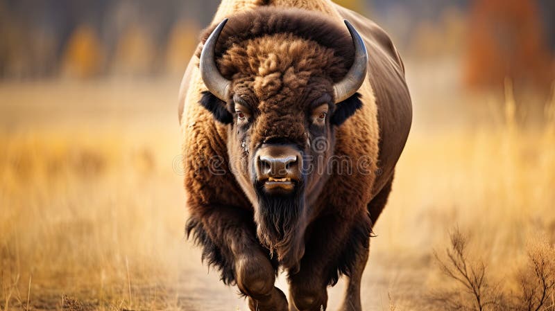 A Large Buffalo Walking Down a Dirt Road Stock Image - Image of power ...