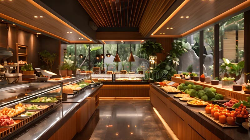 A Large Buffet Filled with Assorted Fresh Vegetables and Fruits. Stock ...