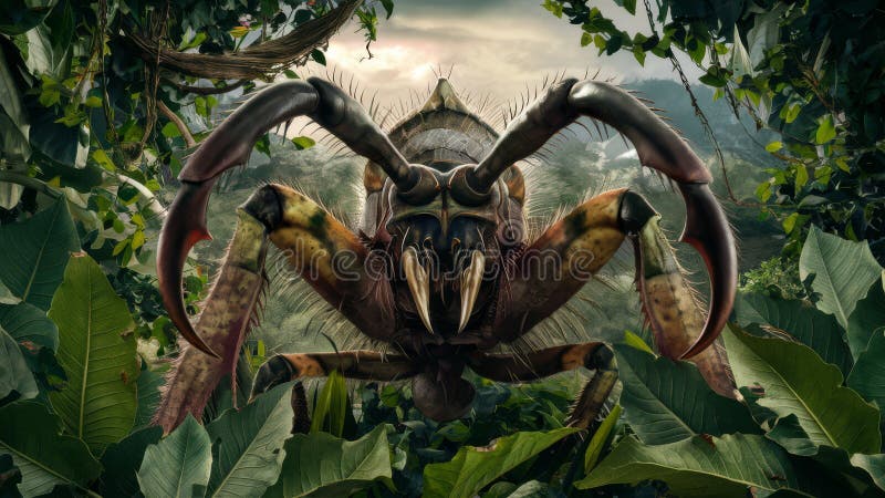A Large Bug with Big Claws and Spiky Teeth in a Jungle, AI Stock ...