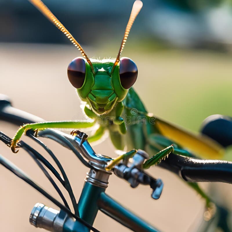 The Large Bug is Standing on a Bike Handlebars Stock Illustration ...