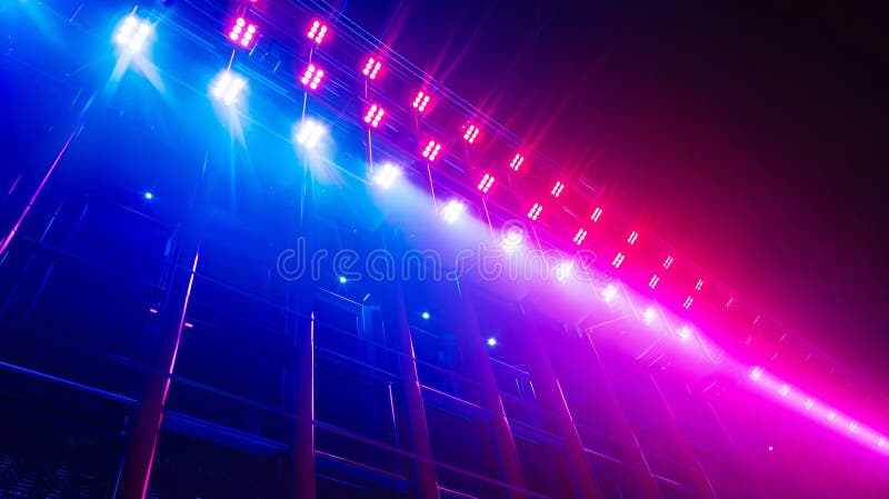 A Large Building with Bright Lights and a Stage Stock Photo - Image of ...