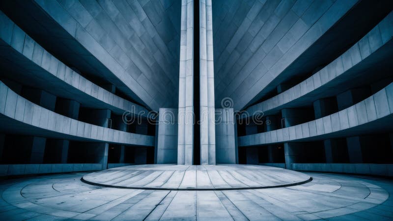 A Large Building with a Circular Structure in the Middle, AI Stock ...