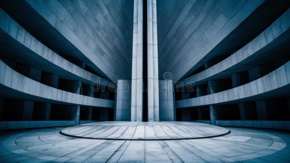 A Large Building with a Circular Structure in the Middle, AI Stock ...