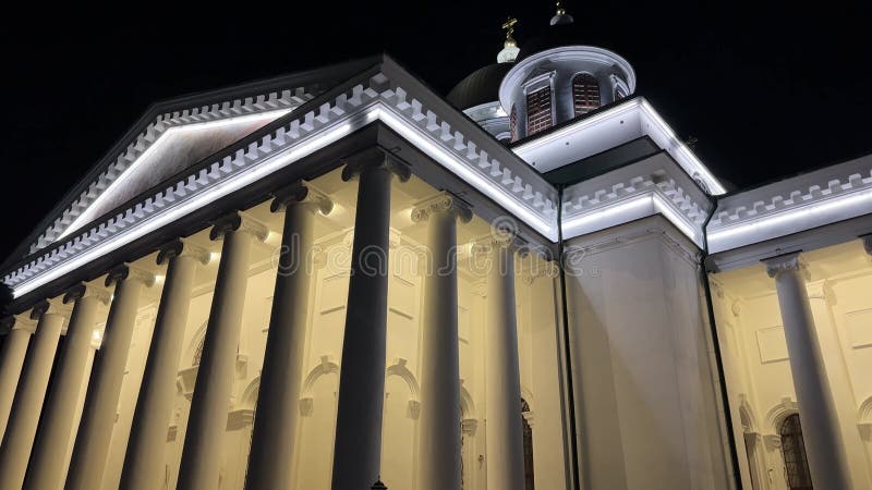 A Large Building with a Dome on Top and a Large White Pillar Stock ...
