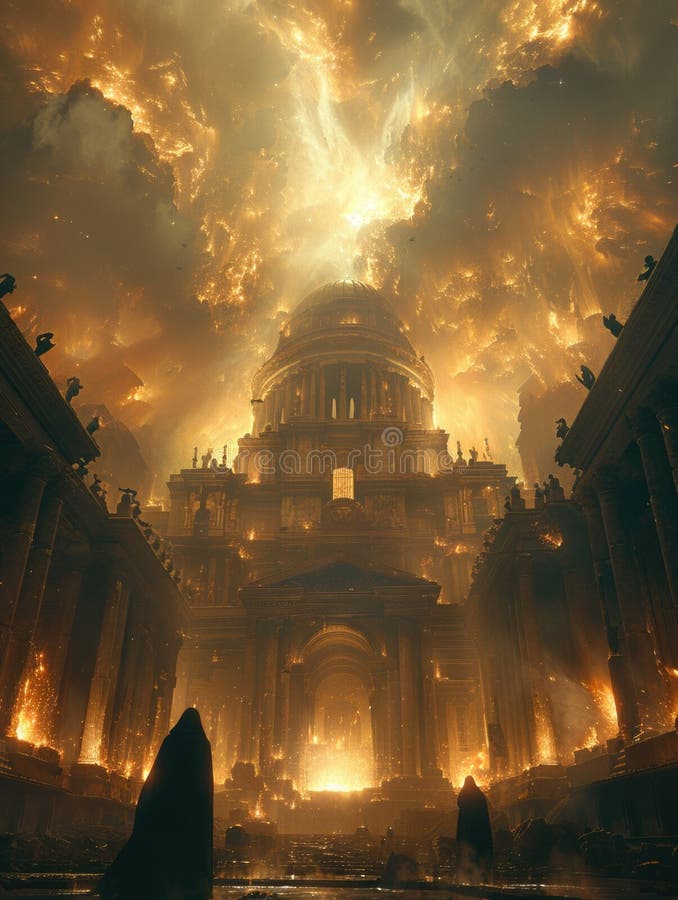 Building Engulfed in Flames, Firefighters Battling Blaze Amidst Smoke ...