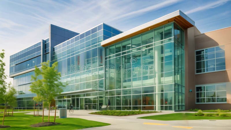 A Large Building Featuring Numerous Windows, Designed with Modern ...