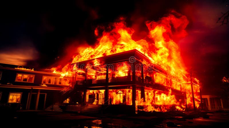 Large Building on Fire with Lot of Smoke Coming Out of it. Generative ...