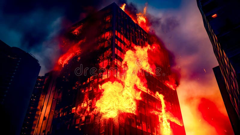 Large Building on Fire with Lot of Smoke Coming Out of it. Generative ...