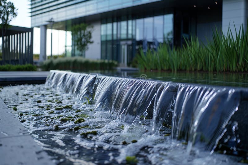 A Large Building with a Large Fountain in Front of it Stock Photo ...