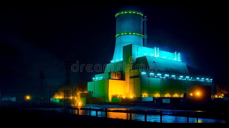 Large Building with Lot of Lights on Top of it at Night. Generative AI ...