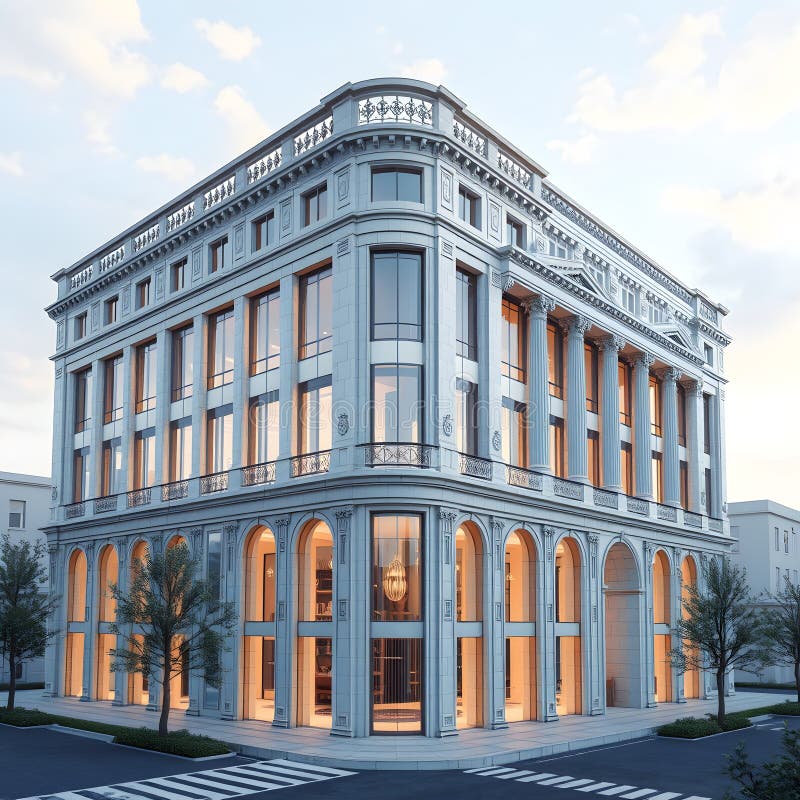 A Large Building with a Lot of Windows and a Balcony Stock Illustration ...