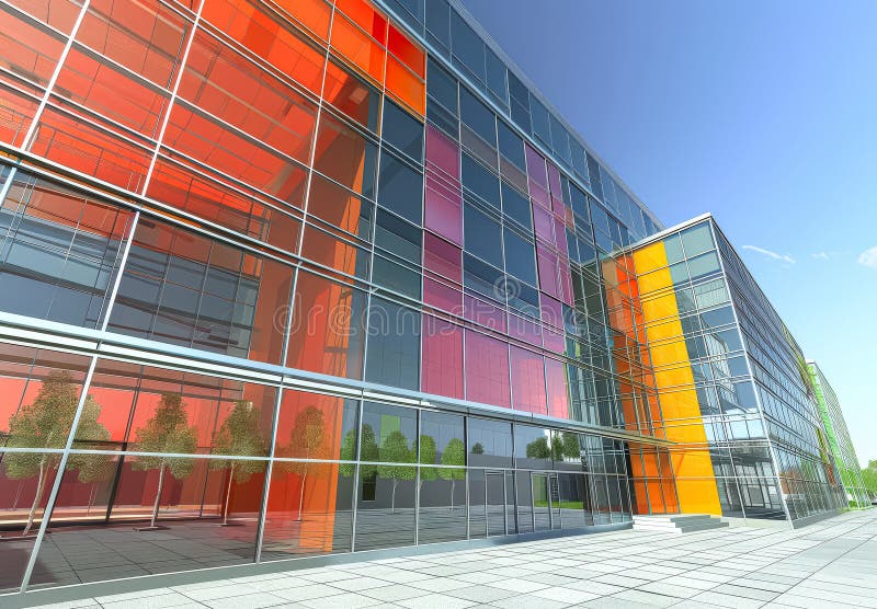 Large Building with a Lot of Windows and a Bright Orange Section Stock ...