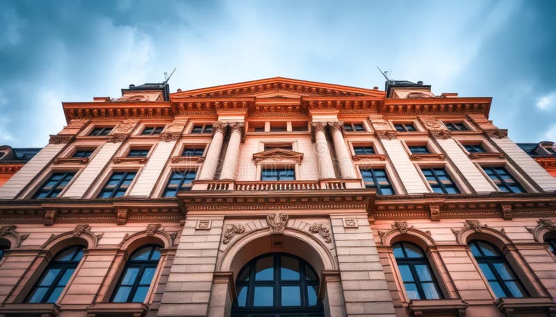 Large Building with a Lot of Windows Stock Image - Image of blue ...