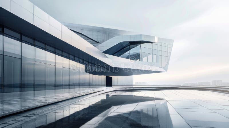 A Large Building with a Lot of Windows and a Slanted Roof Stock Image ...