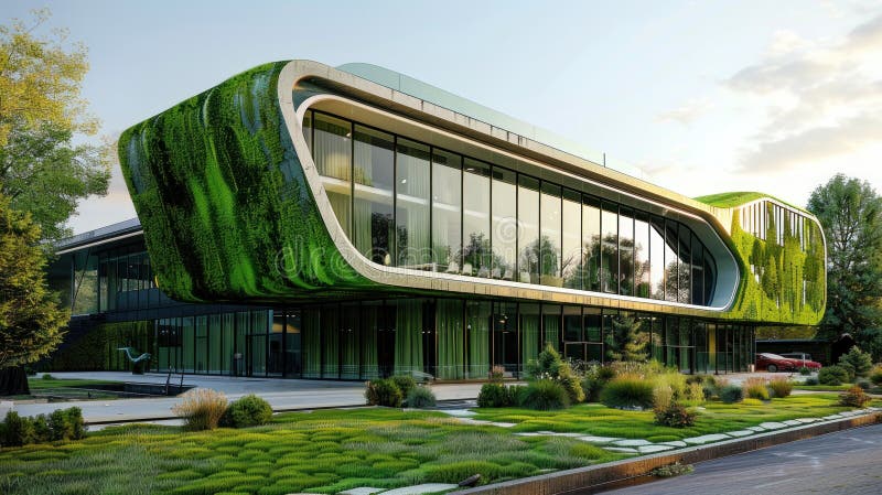 A Large Building with a Lot of Windows and a Slanted Roof Stock Photo ...