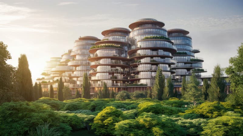 A Large Building with Many Trees and Plants Around it, AI Stock Photo ...