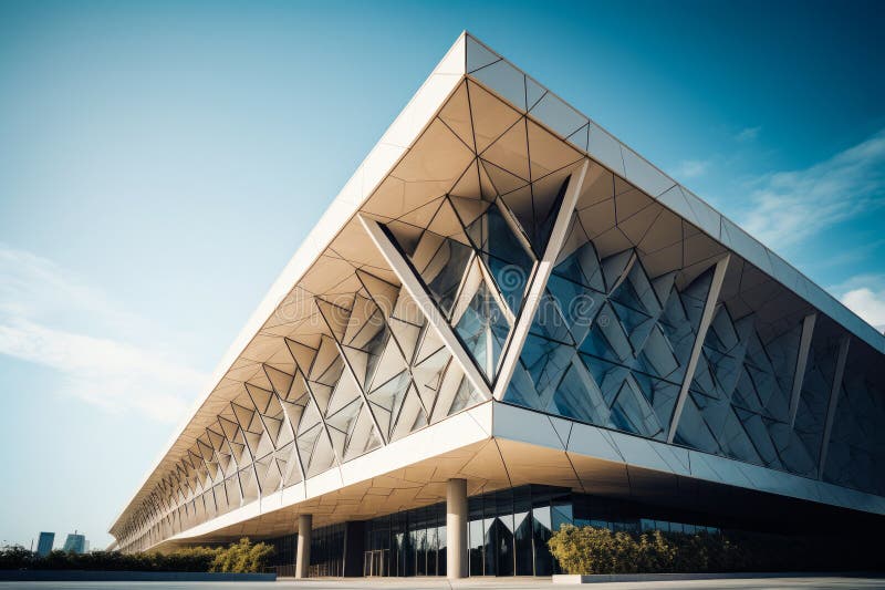 Large Building with Triangular Design on the Side of it. Generative AI ...
