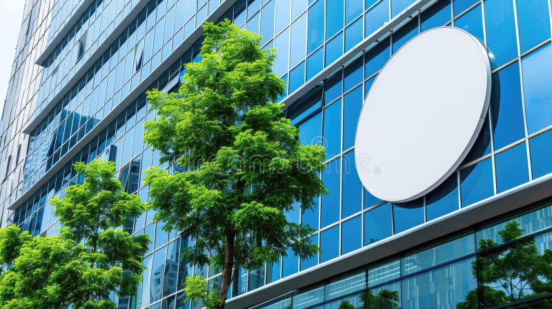 A Large Building with a White Circle on the Side Stock Image - Image of ...