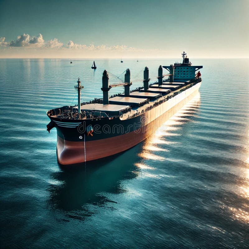 Large Bulk Carrier Ship Sailing Across a Calm Blue Sea. Stock ...