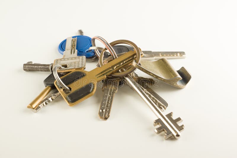 Large Bunch of Different Keys Isolated Stock Photo - Image of metallic ...