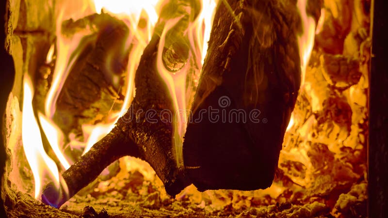 Large Burning Fire with Soft Glowing Flame and Sparkling Around.Fire ...
