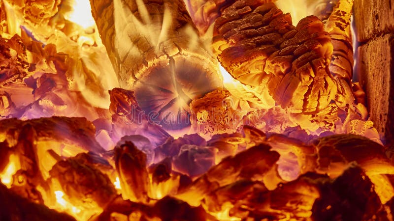 Large Burning Fire with Soft Glowing Flame and Sparkling Around.Fire ...