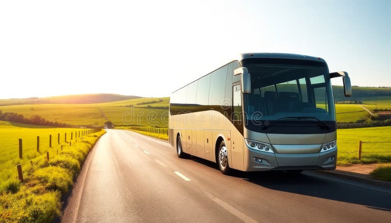 Large Bus is Driving Down a Road Stock Image - Image of large, fast ...