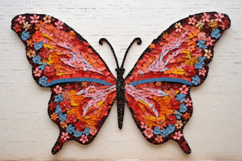 Large Butterfly Mural Created from Tiny Mosaic Tiles Stock Image ...