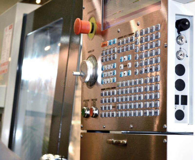 Large Button on the Control Panel Industrial Machine Close-up Stock ...
