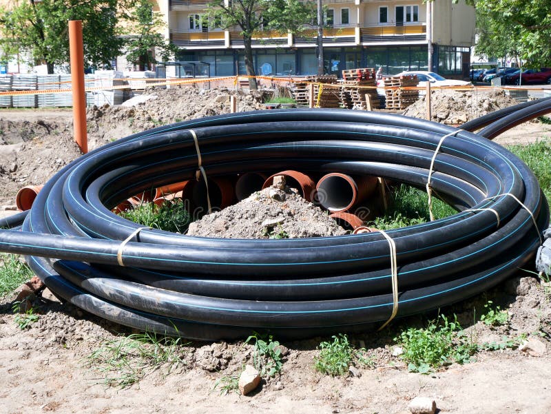 Large Cables at the Construction Site Stock Photo - Image of material ...