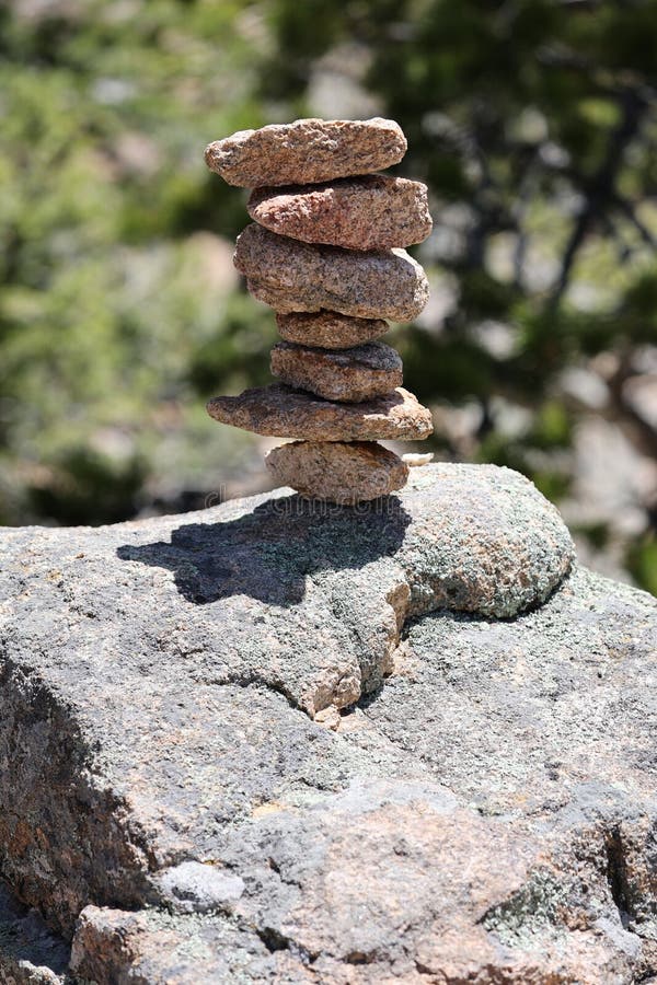 Large Cairn on Desert Mountain Stock Photo - Image of rock, large ...