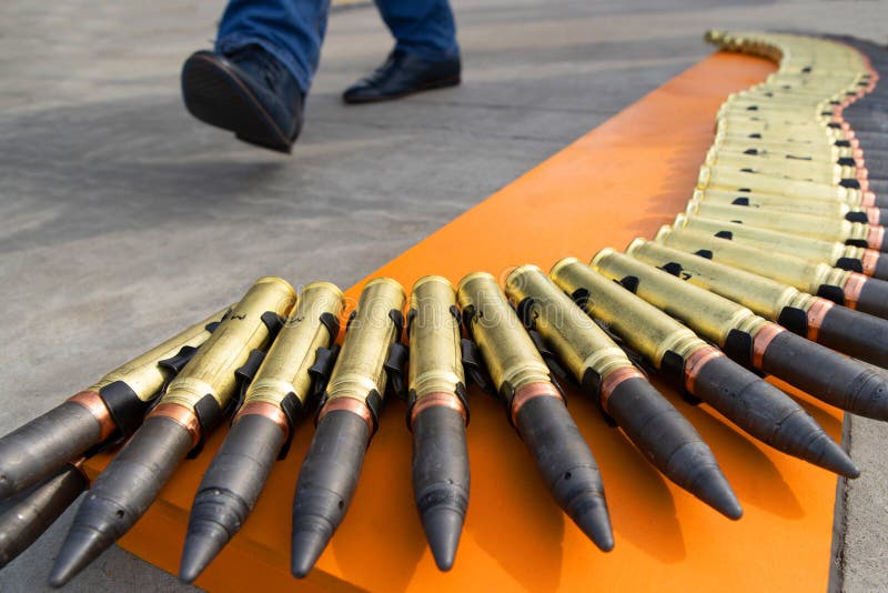 Large-caliber Machine Gun Shells. Exhibition of Modern Weapons of the ...