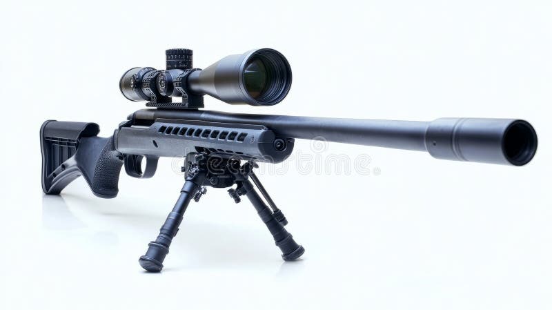 Large Caliber Sniper Rifle. Long Range Weapon. Isolate on a White ...