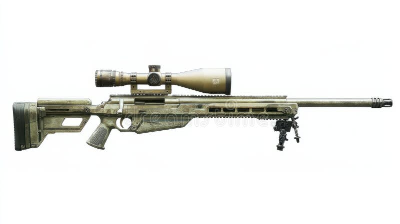 Large Caliber Sniper Rifle. Long Range Weapon. Isolate on a White ...