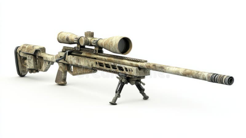 Large Caliber Sniper Rifle. Long Range Weapon. Isolate on a White ...